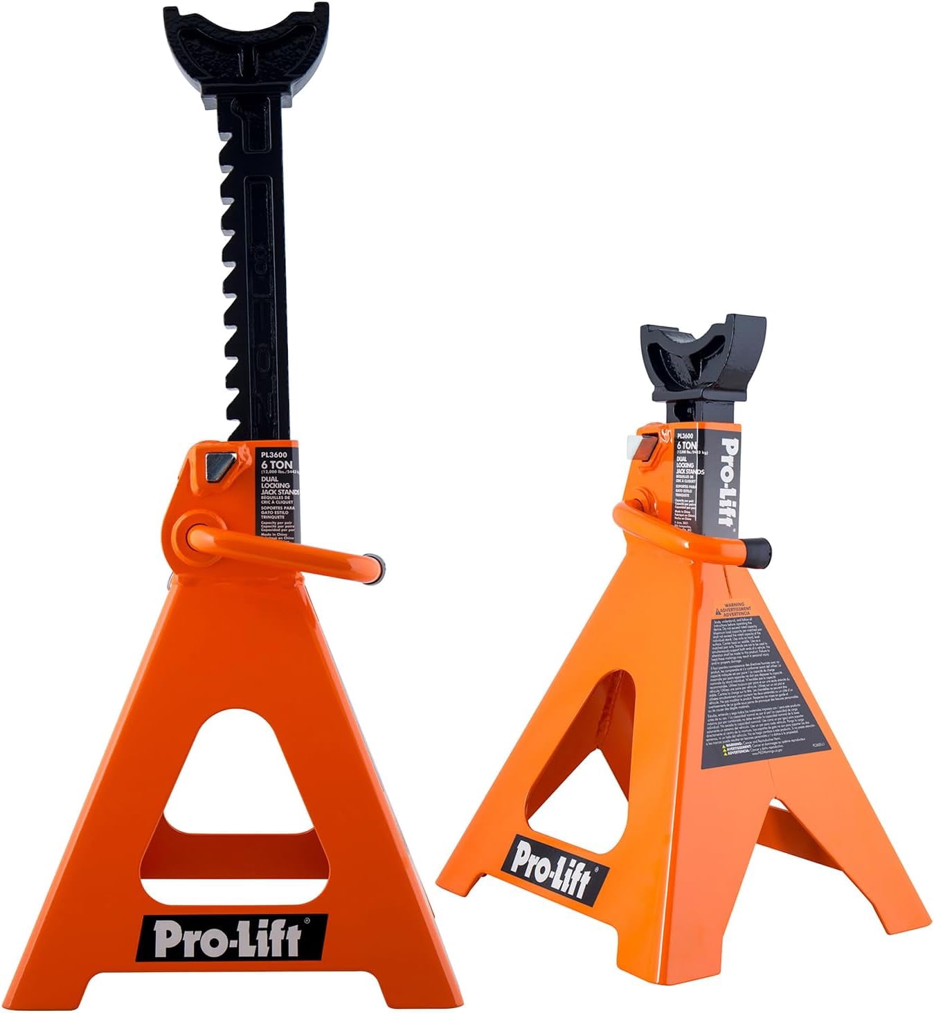 Heavy Duty 6 Ton Jack Stands Pair - Double Locking Pins Handle Lock and ...