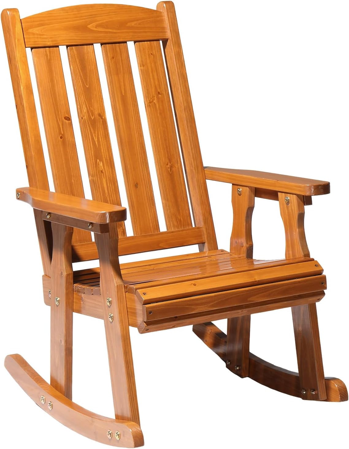 Heavy Duty 600 LBS Outdoor Wooden Rocking Chair with Higher Backrest ...