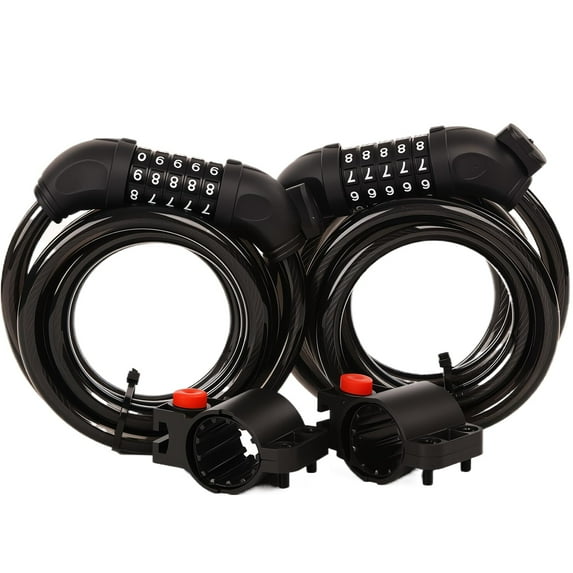 Heavy Duty 6FT Bike Lock, 5 Digit Combination Anti Theft Cable, Secure Retractable Lock for ...