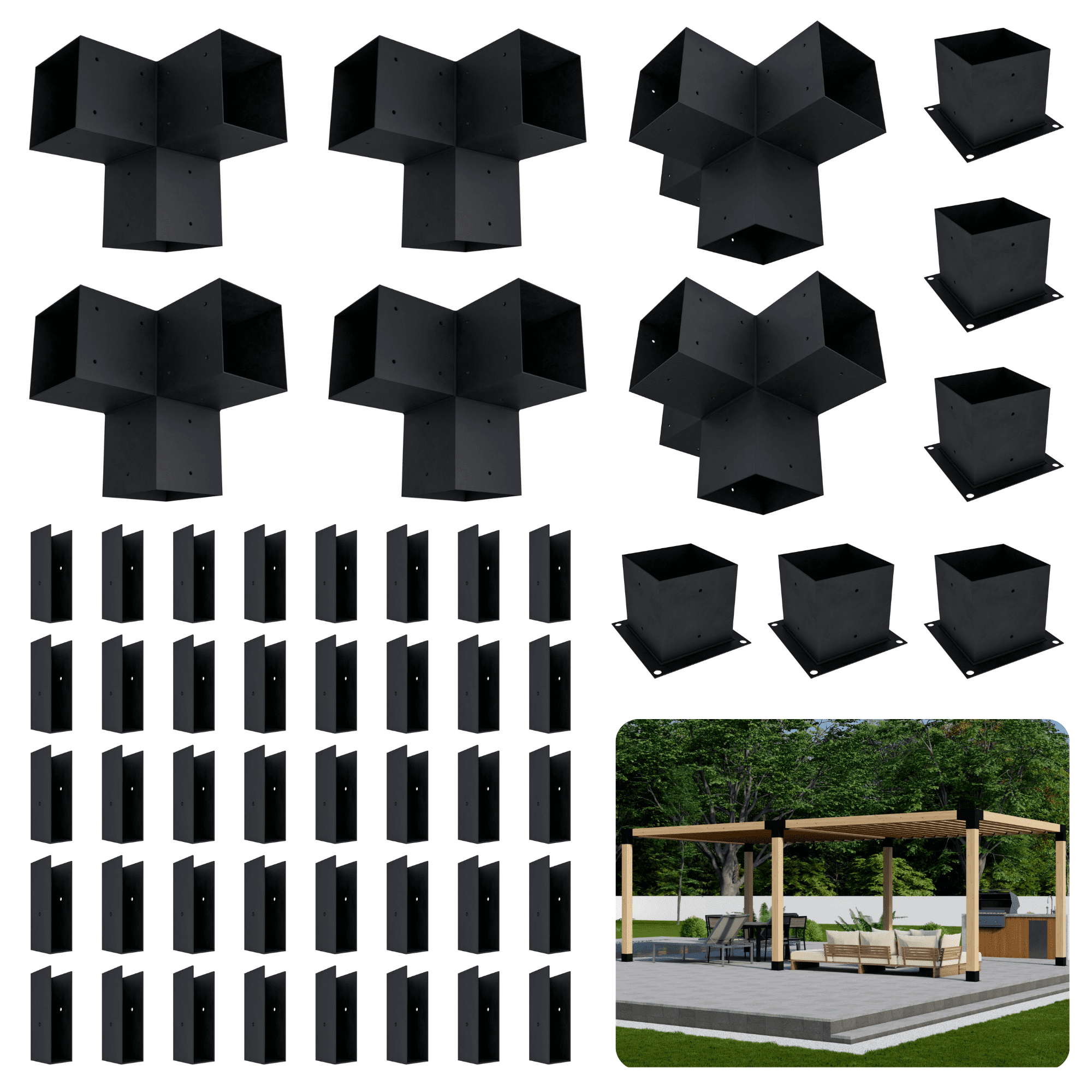 Heavy-Duty 6x6 Hardware for Modern Outdoor Kitchen Pergola with Roof ...