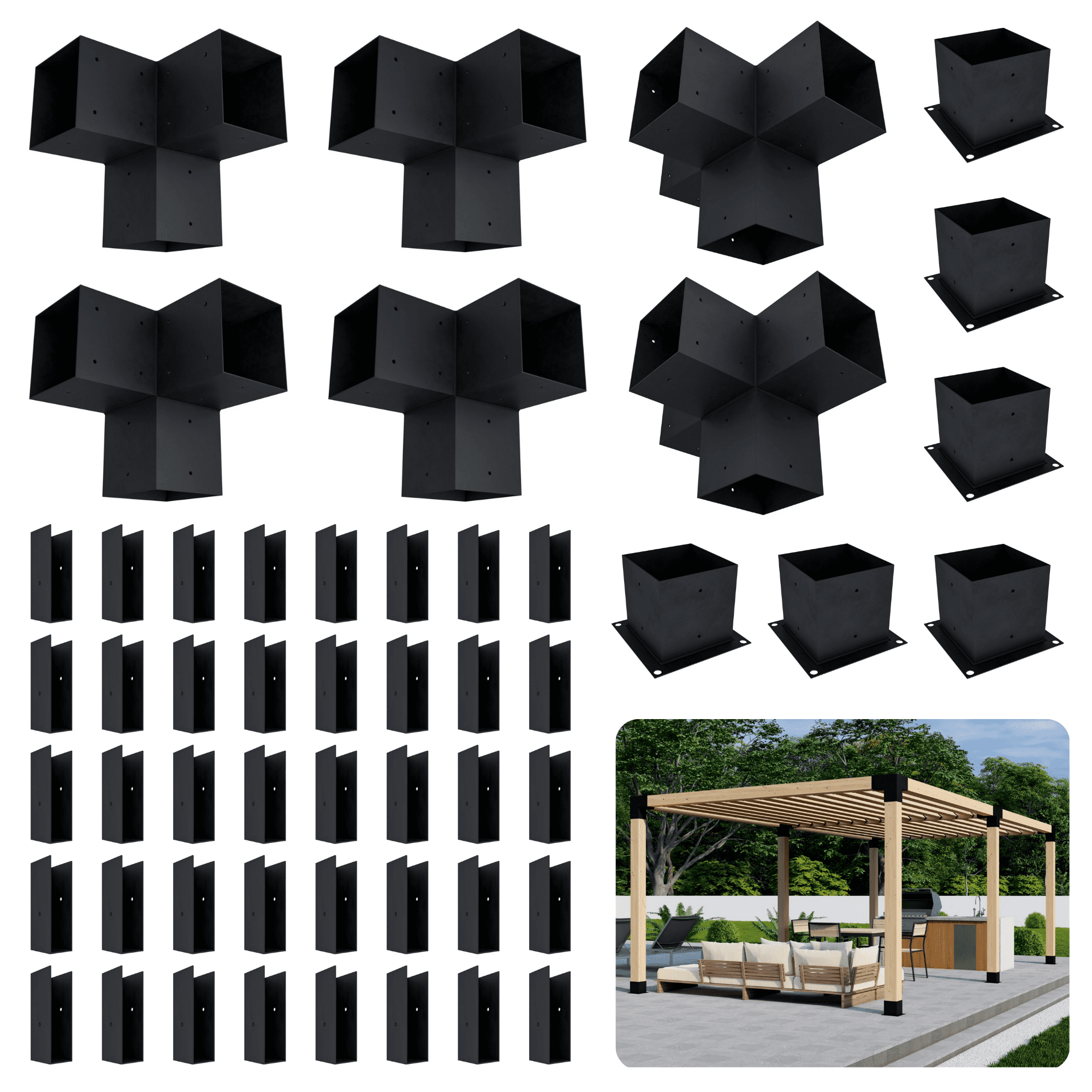 Heavy-Duty 6x6 Hardware for Modern Outdoor Kitchen Pergola with Roof ...