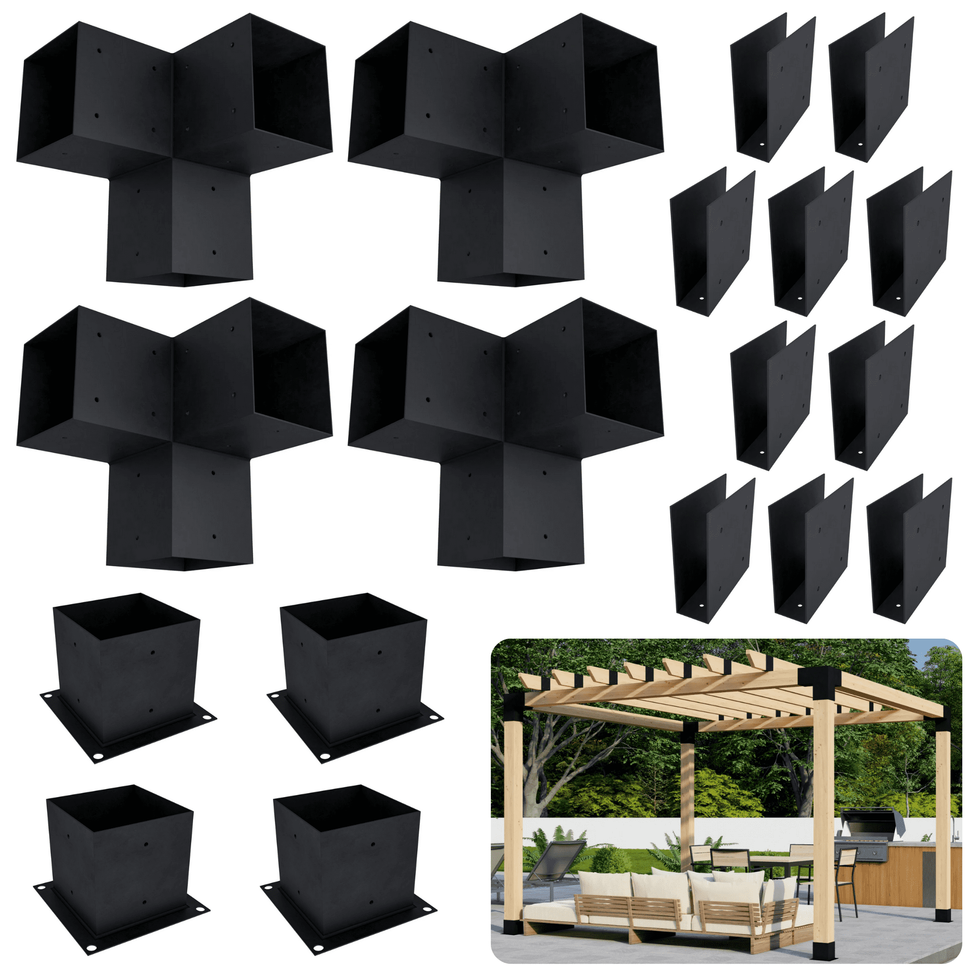 Heavy-Duty 6x6 Pergola Hardware Brackets for DIY 10 x 8 Outdoor Pergola ...