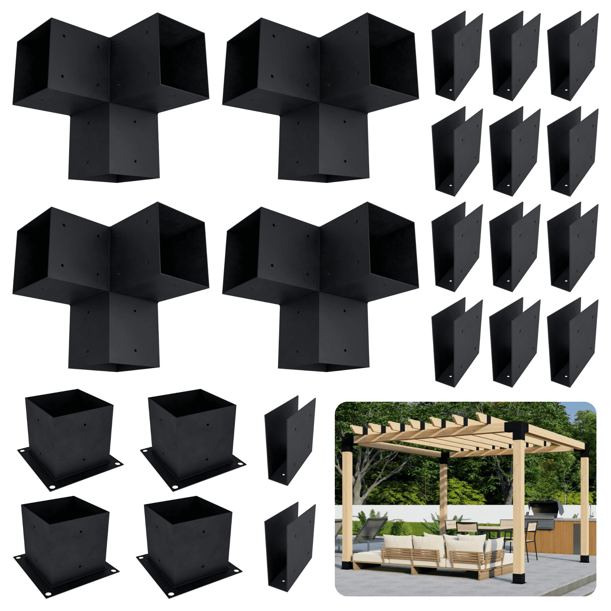 Heavy-Duty 6x6 Pergola Hardware Brackets for DIY 8 x 12 Outdoor Pergola ...