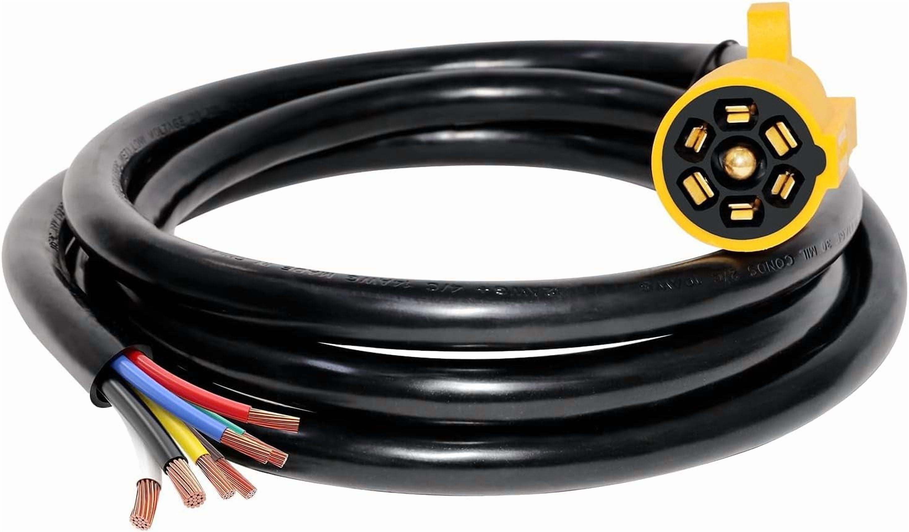 Heavy Duty 7-Pin Trailer Plug Wire with Twin Pin Connector 8ft, 7-Way ...