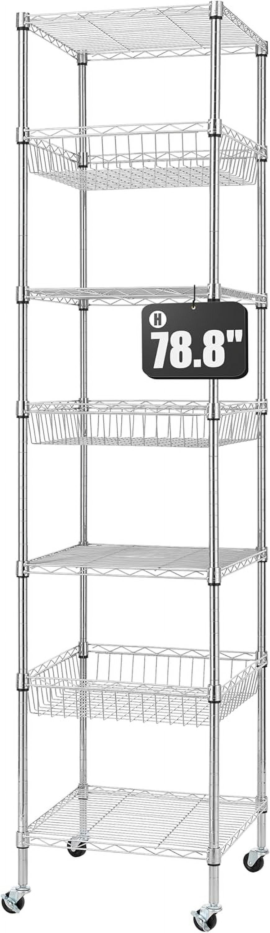 Heavy Duty 7 Tier Wire Shelving Unit with Wheels 18x18x78.8-inches 7 Shelves Metal Storage Rack ...