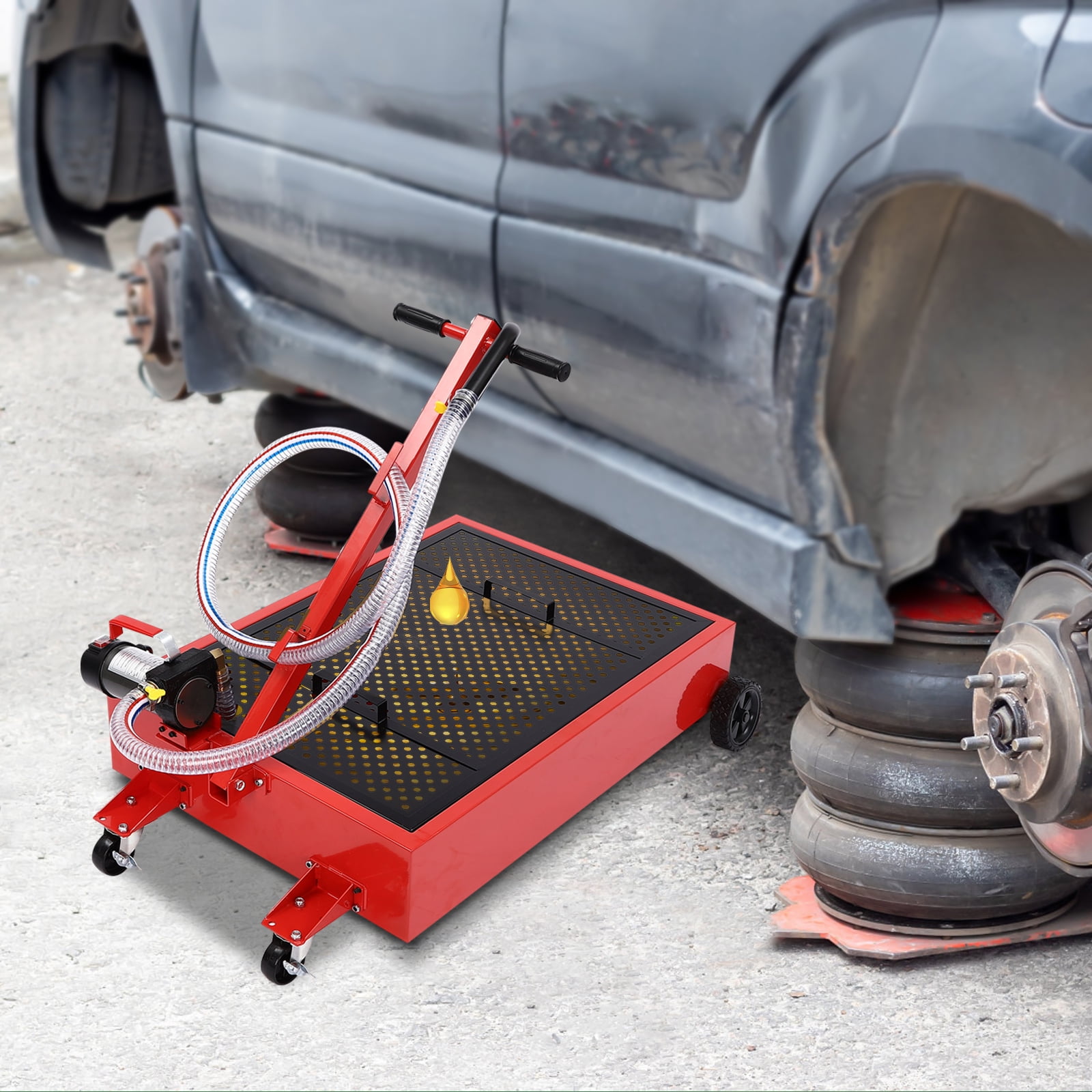 Heavy-Duty 75L Oil Drain Pan with 120W Pump, Large Wheels for Easy ...