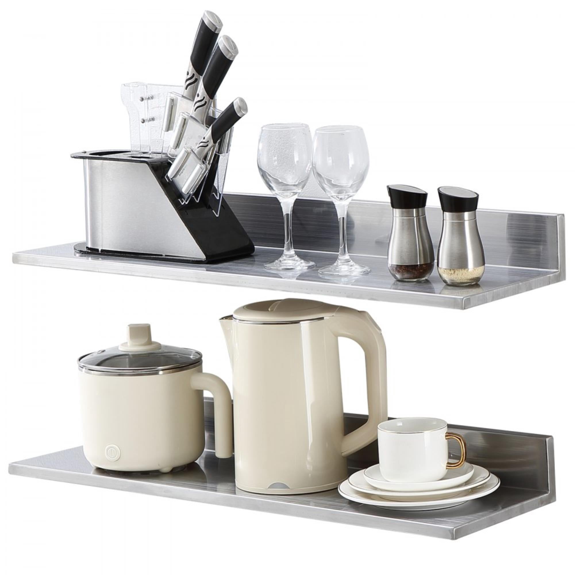 Heavy Duty 8.6 x 30 Wall Mounted Stainless Steel Shelf with Backsplash ...