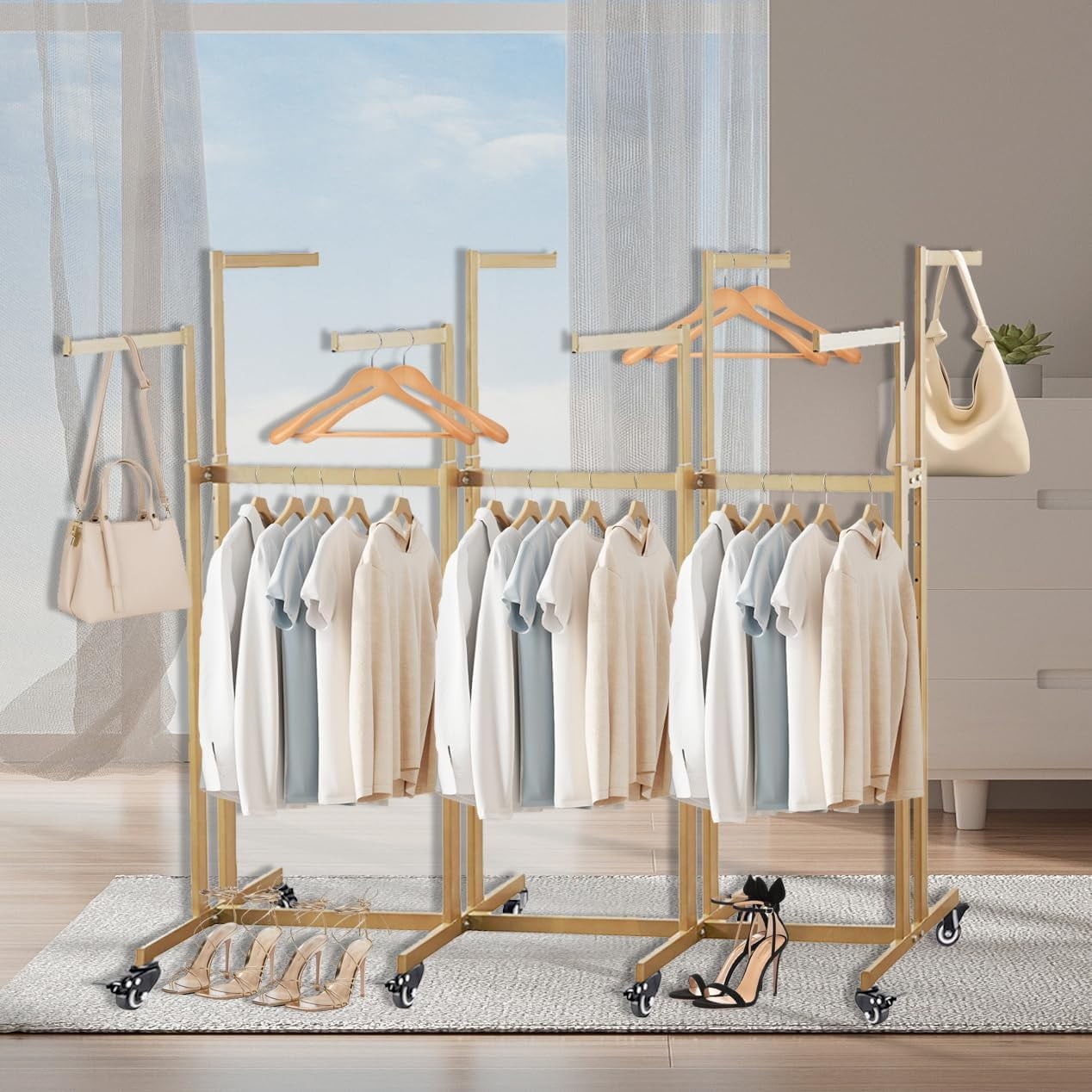 Heavy Duty 8 Arm Clothes Garment Rack, Metal Garment Clothing Rack With ...