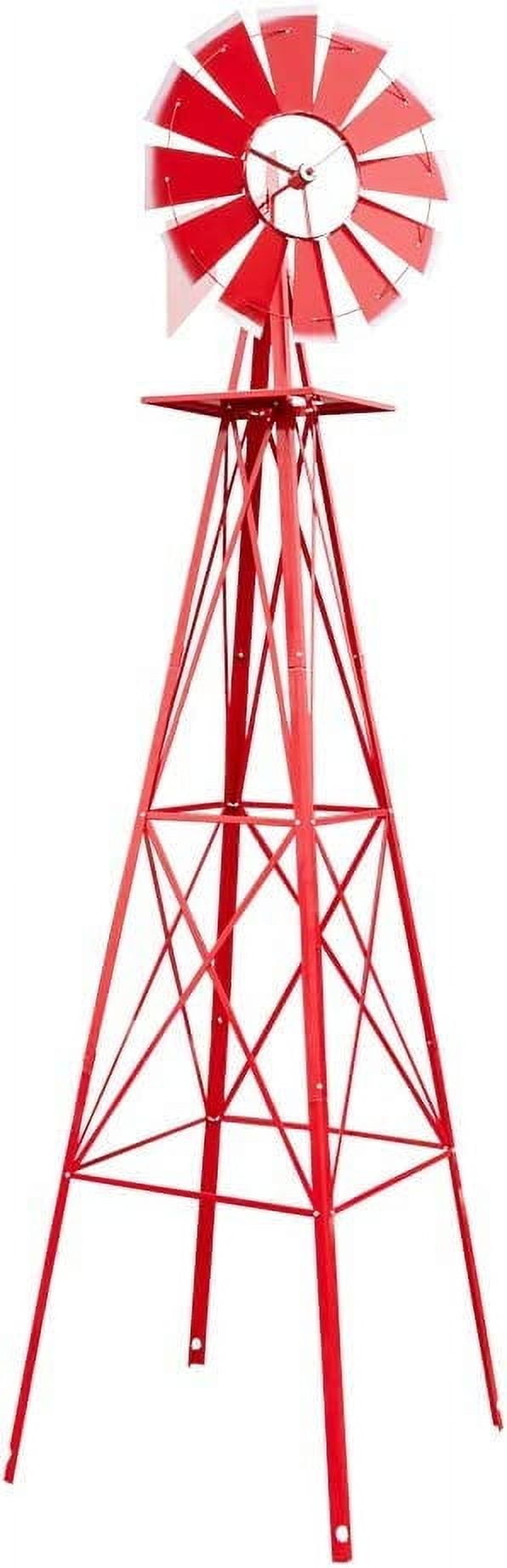 Heavy Duty 8ft Metal Rustic Windmill, Weather Resistant Outdoor Garden ...