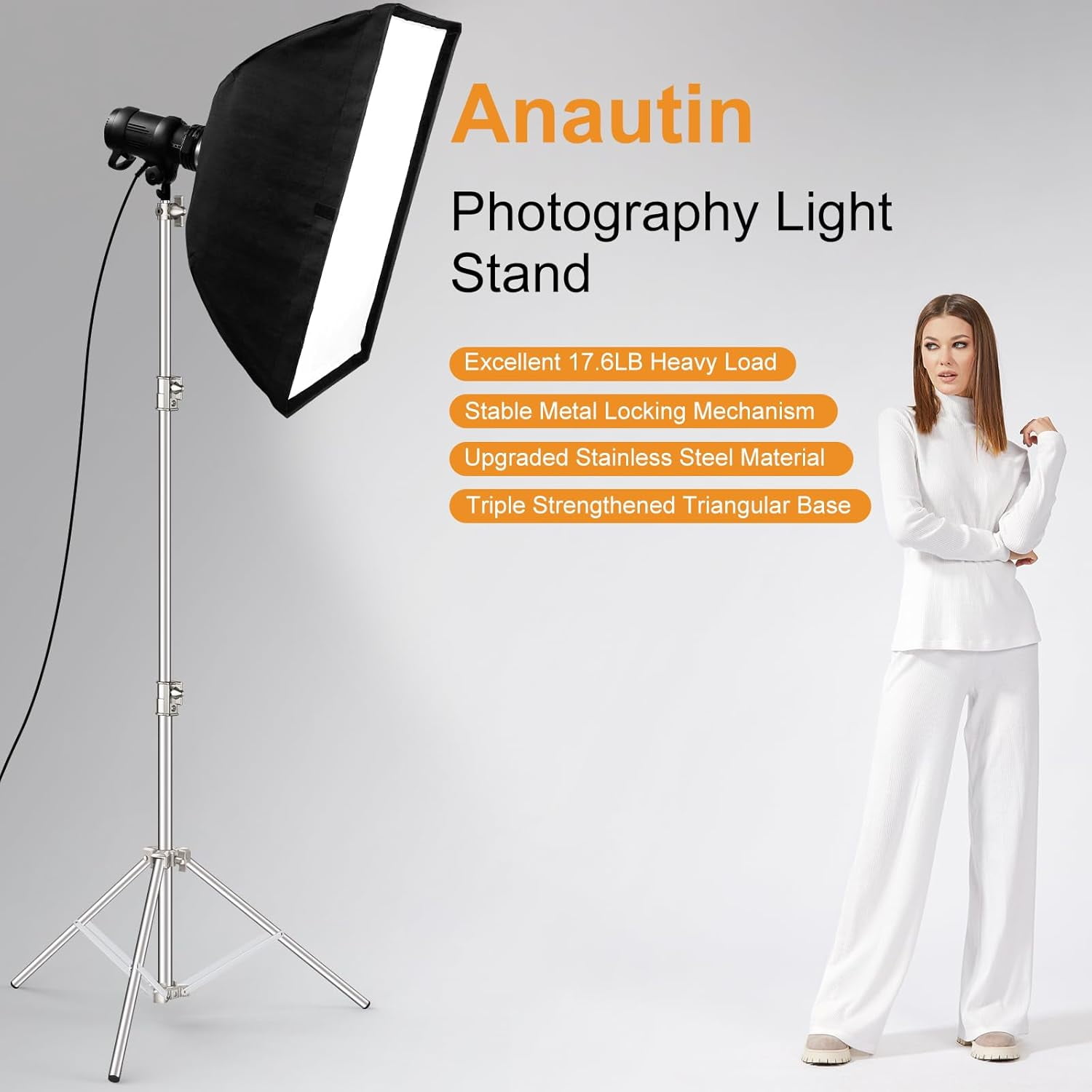 Heavy Duty 9.2FT Stainless Steel Photography Stand with Dual Springs, 1 ...