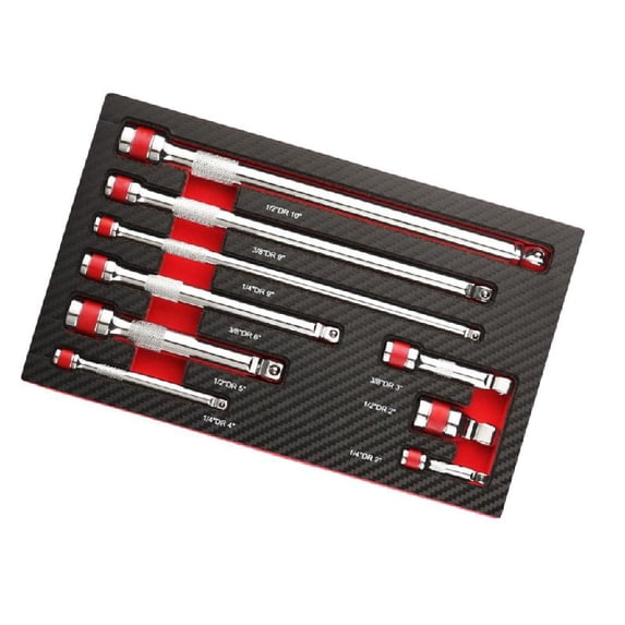 Heavy Duty 9 Piece Ball Head Socket Extensions Rod 1/4" 3/8" 1/2" Drive ...