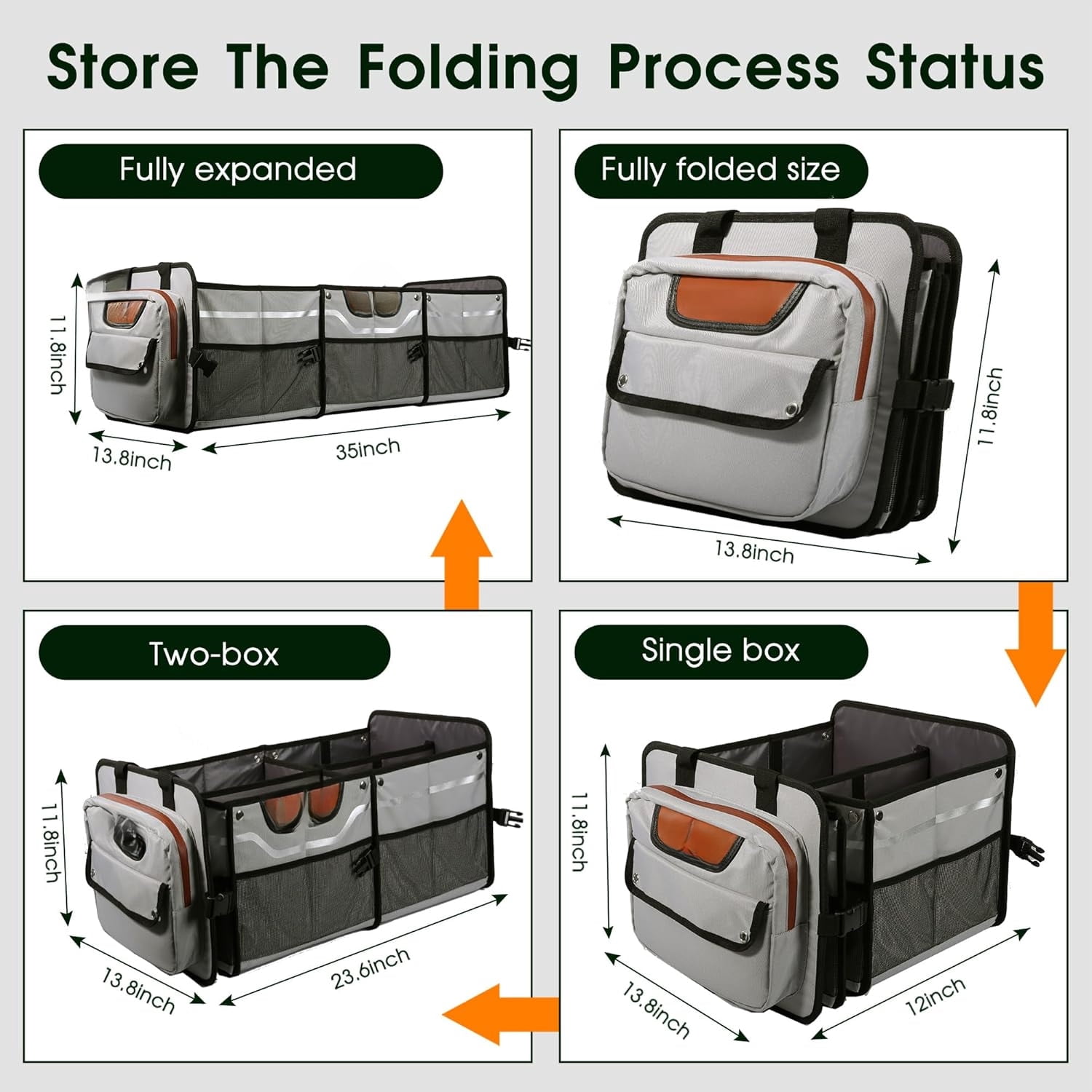 Heavy-Duty 95L Car Trunk Organizer for SUV, Foldable Waterproof ...