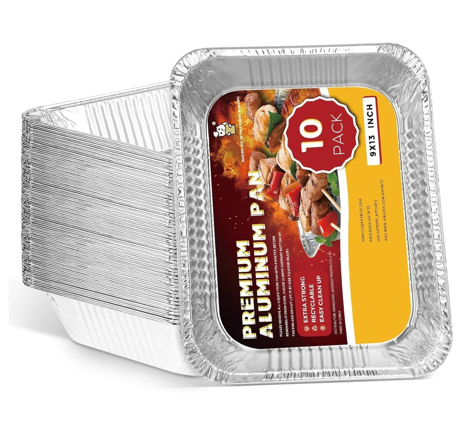 Heavy Duty 9x13 Aluminum Pans (10-Pack) - Premium Disposable Baking ...