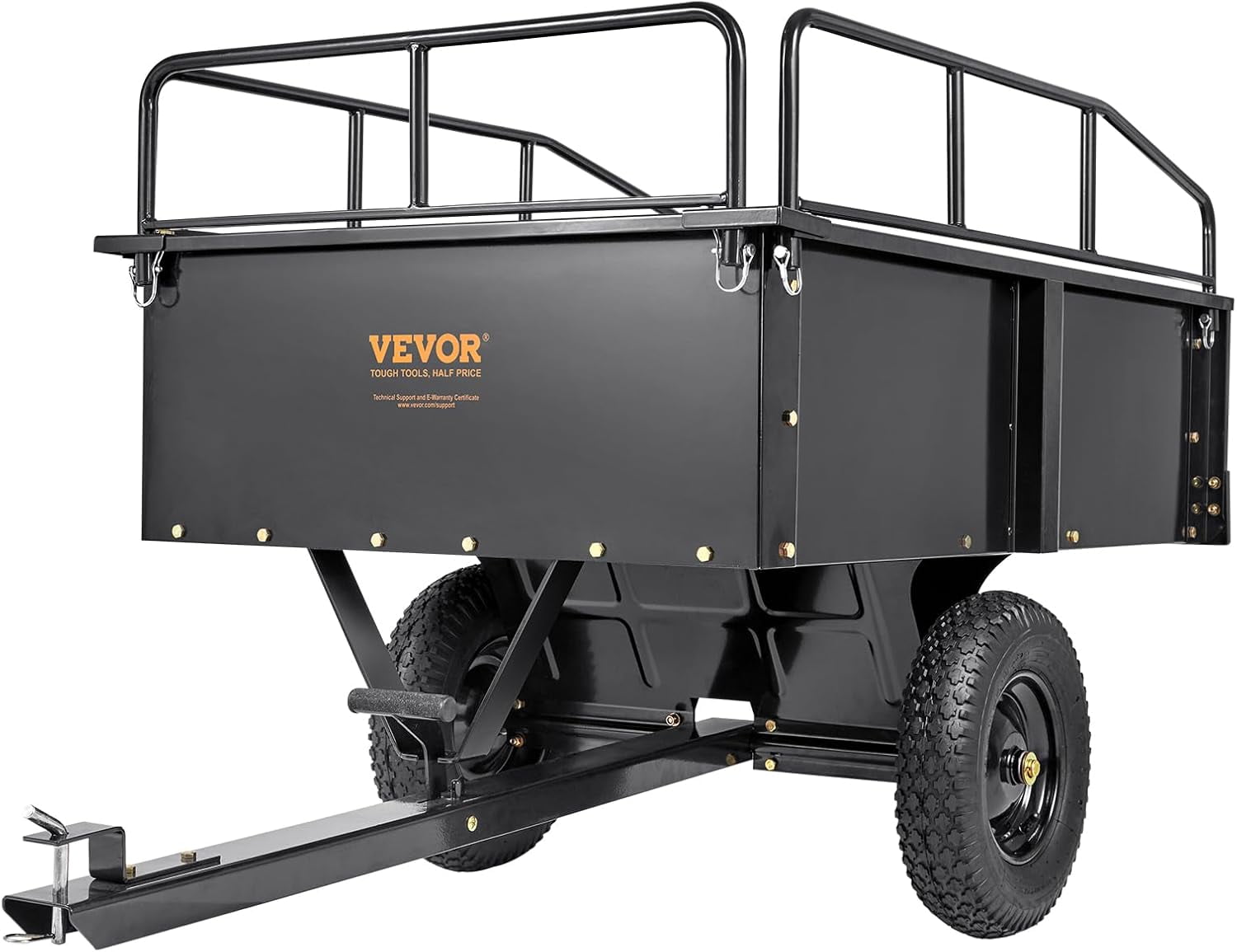 Heavy Duty ATV Trailer Dump Cart Tow Behind, 1500lbs 15 Cubic Feet ...