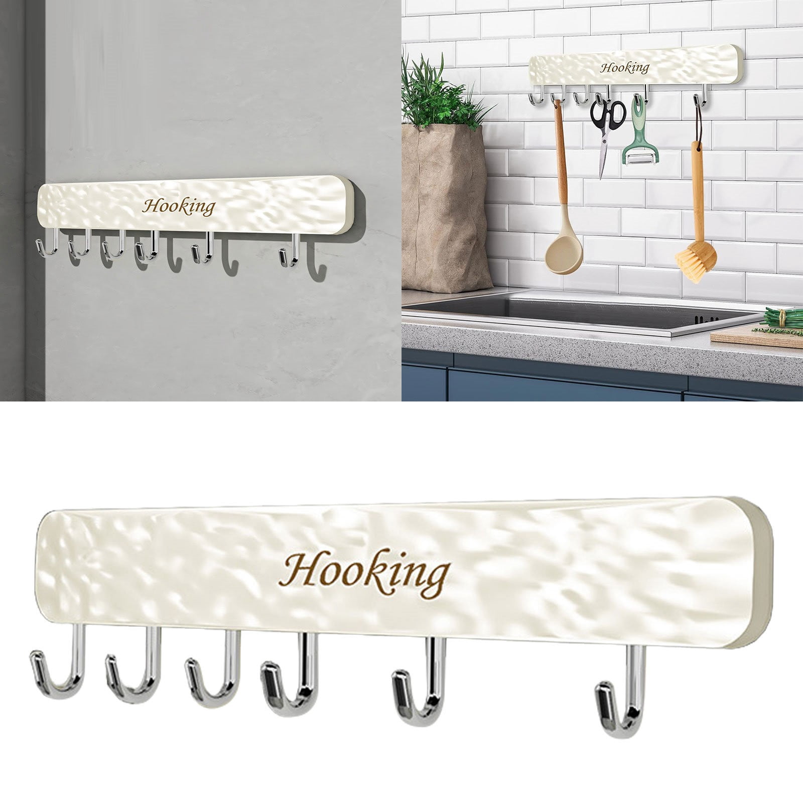 Heavy-Duty Adhesive Hooks For Pots And Pans Kitchen Utensil Hanger ...