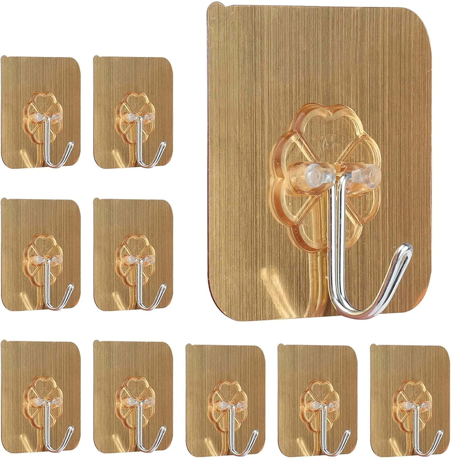 Heavy Duty Adhesive Wall-Mounted Hardware Hooks, Gold 10 Piece KTH ...