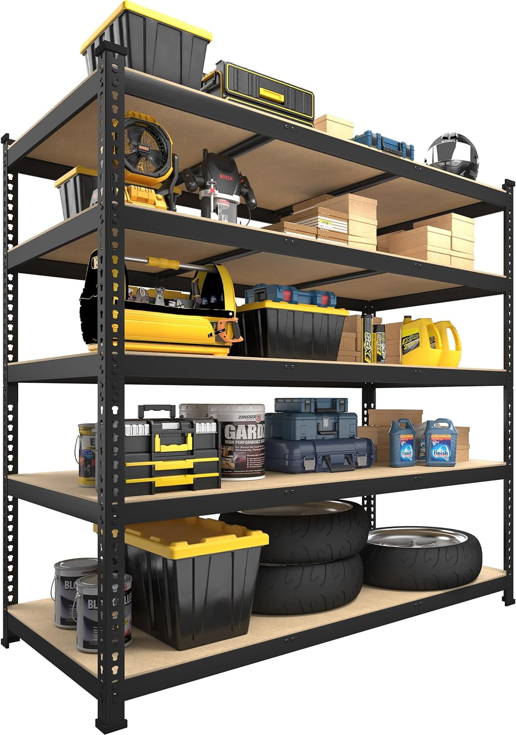 Heavy Duty Adjustable 5 Tier Garage Storage Shelves - 47" W x 18" D x ...