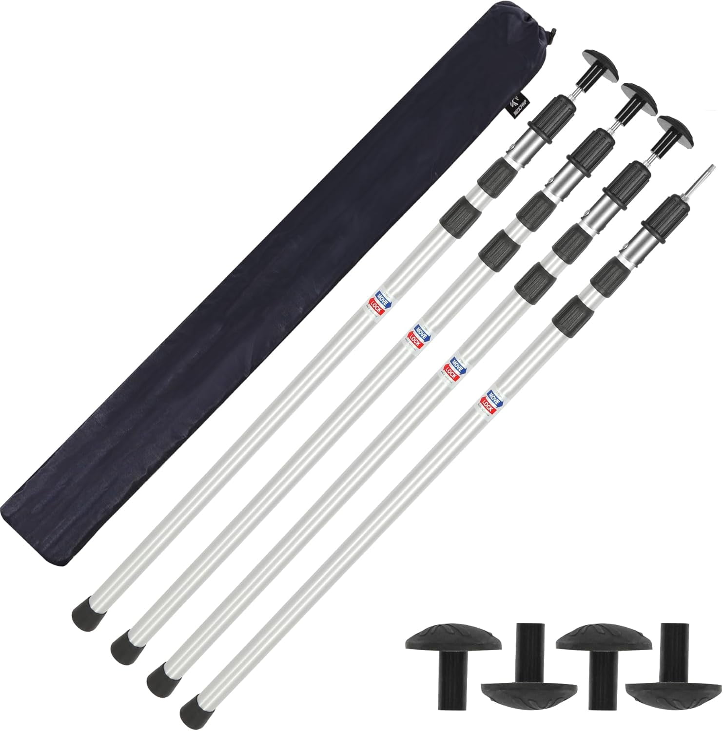 Heavy-Duty Adjustable Aluminum Tarp Poles,Set of 2 Telescoping ...
