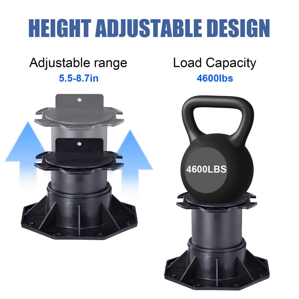 Heavy-Duty Adjustable Deck Support Pedestals - 12-Pack for Shed Base ...