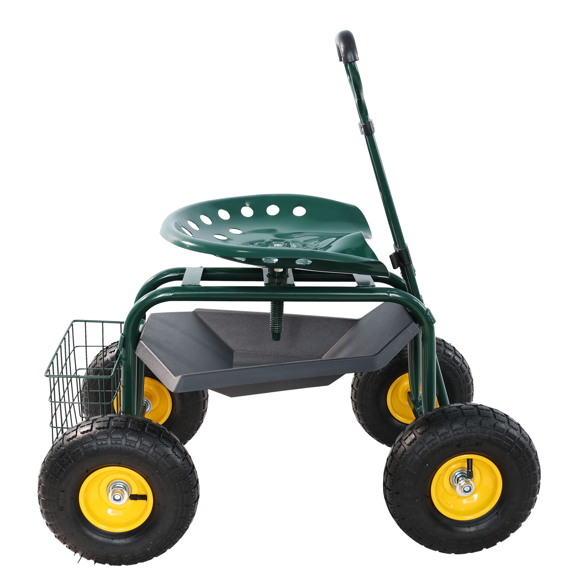 Heavy Duty Adjustable Height Garden Cart Rolling Scooter with 10 Inch ...