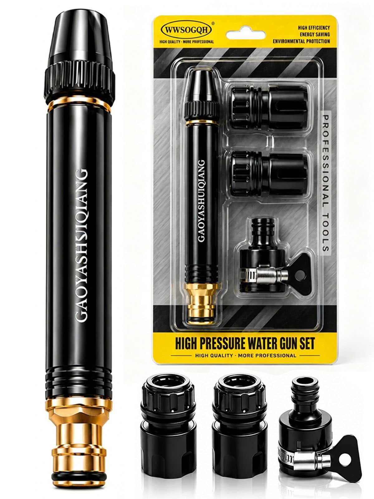 Heavy Duty Adjustable High Pressure Hose Nozzle with Connector Set ...
