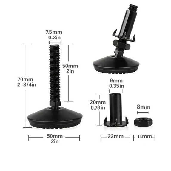 Heavy Duty Adjustable Leveling Feet, 4Pcs Black Adjuster Furniture ...