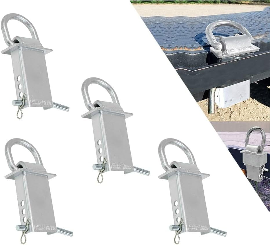 Heavy Duty Adjustable Trailer Stake Pocket D Ring Zinc Coated w/ 1/2 ...