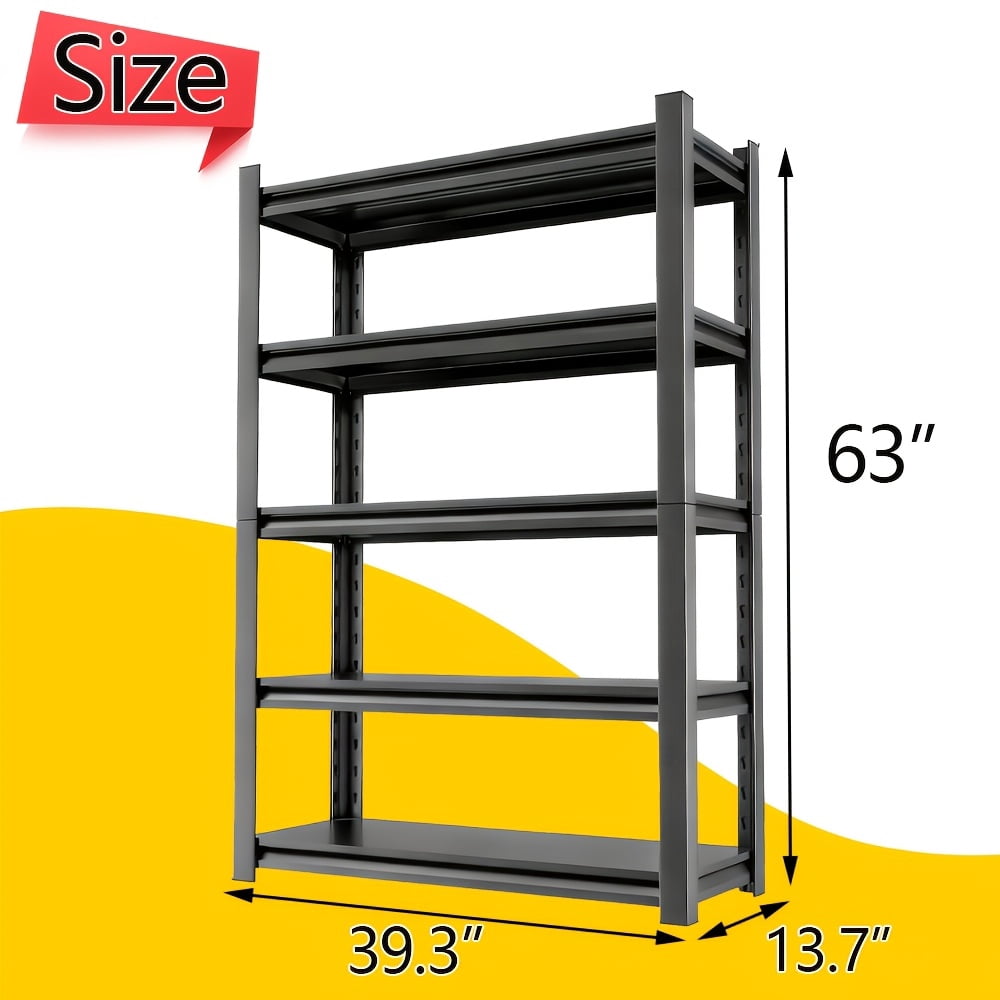 Heavy-Duty Adjustable Warehouse Shelving Unit - 63"H × 31.5"W × 13.7"D ...