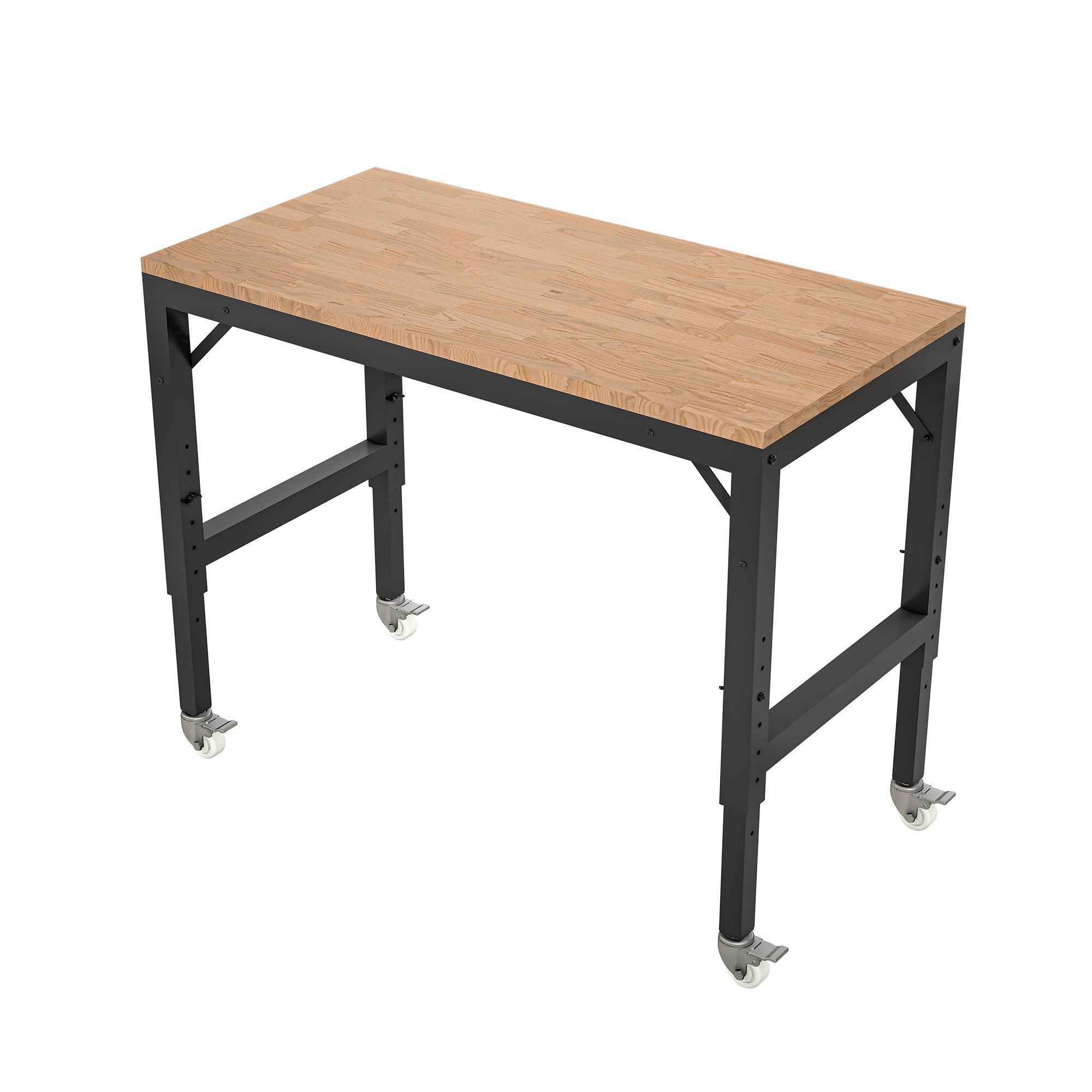 " Heavy-Duty Adjustable Workbench for Garage, Rubber Wood shop table W ...