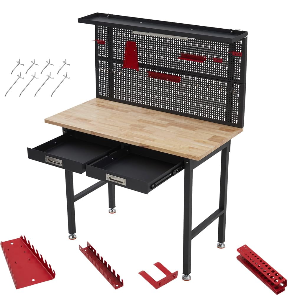 Heavy Duty Adjustable Workbench with Large Pegboard, Adjustable Work ...