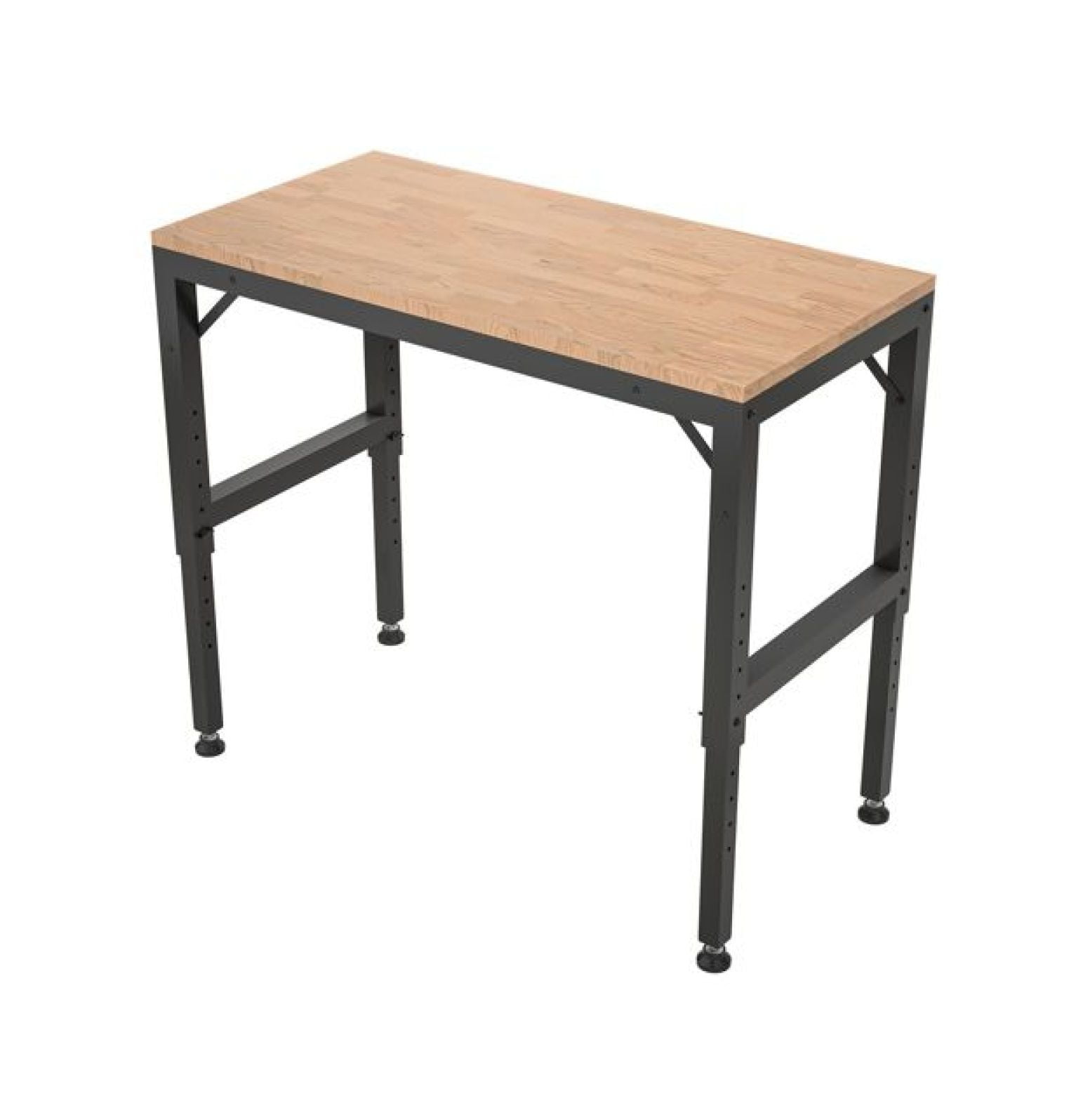 " Heavy-Duty Adjustable Workbench, Rubber Wood Shop Table with Rubber ...