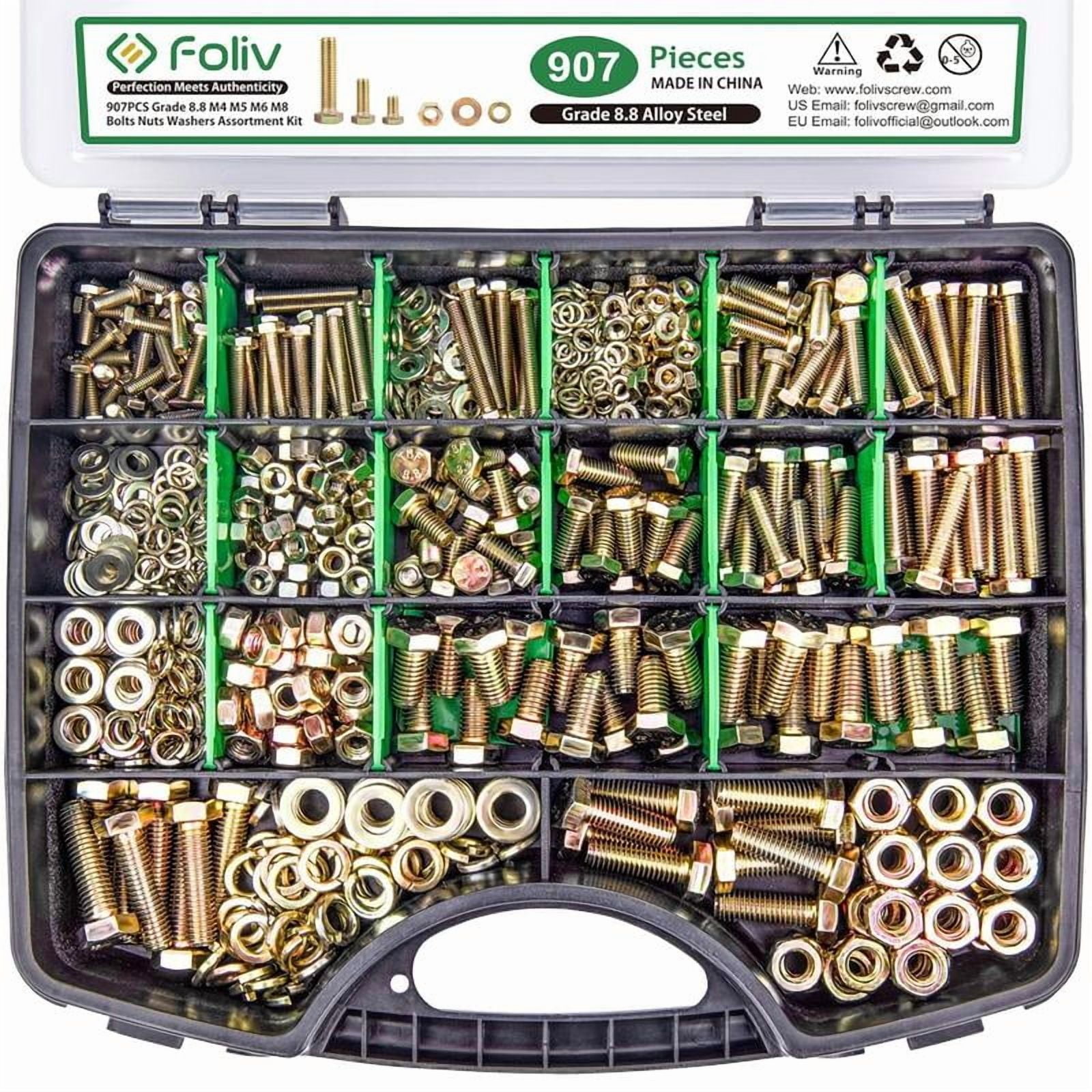 "Heavy Duty Alloy Steel SAE Grade 8 Bolt and Nut Assortment Kit for ...