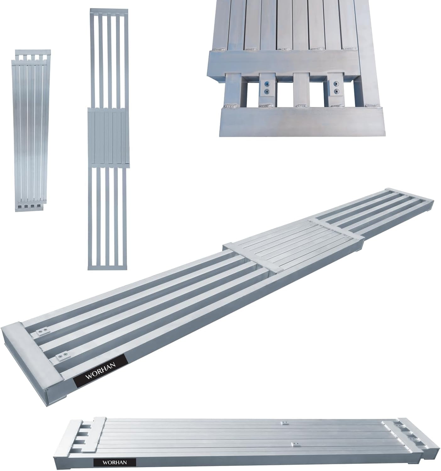 Heavy Duty Aluminum Extension Plank 8 ft. 662 lbs Telescopic Platform Solid Wheelchair Passage ...