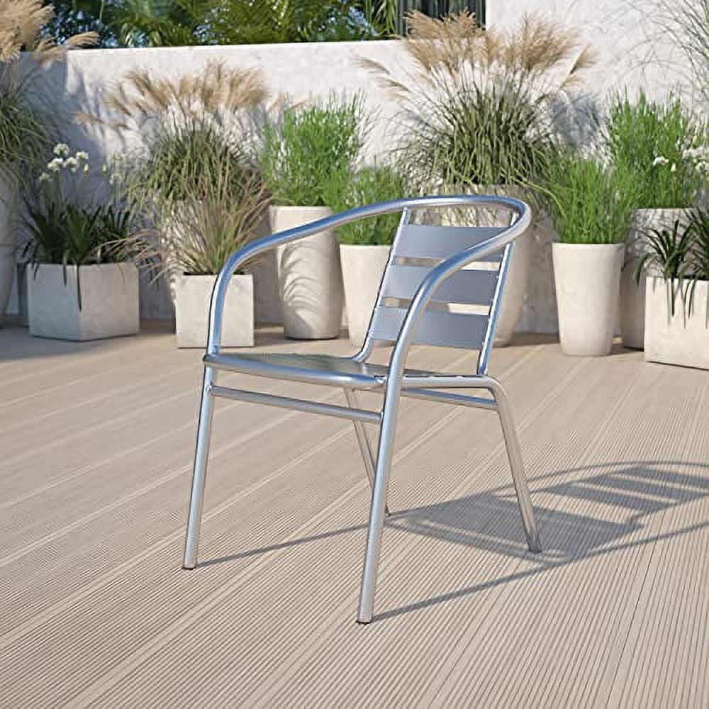 Heavy Duty Aluminum Indoor-Outdoor Stack Chair w/Triple Slat Back ...