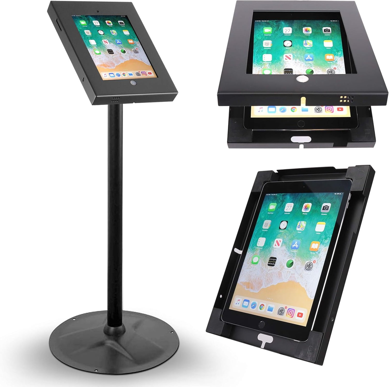 Heavy Duty Aluminum Metal Floor Standing Mount Tablet Case Holder ...