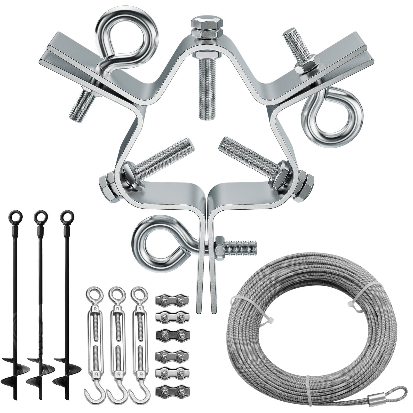 Heavy Duty Antenna Mast Clamp Down Guy Wire Ring with 100ft Wires ...