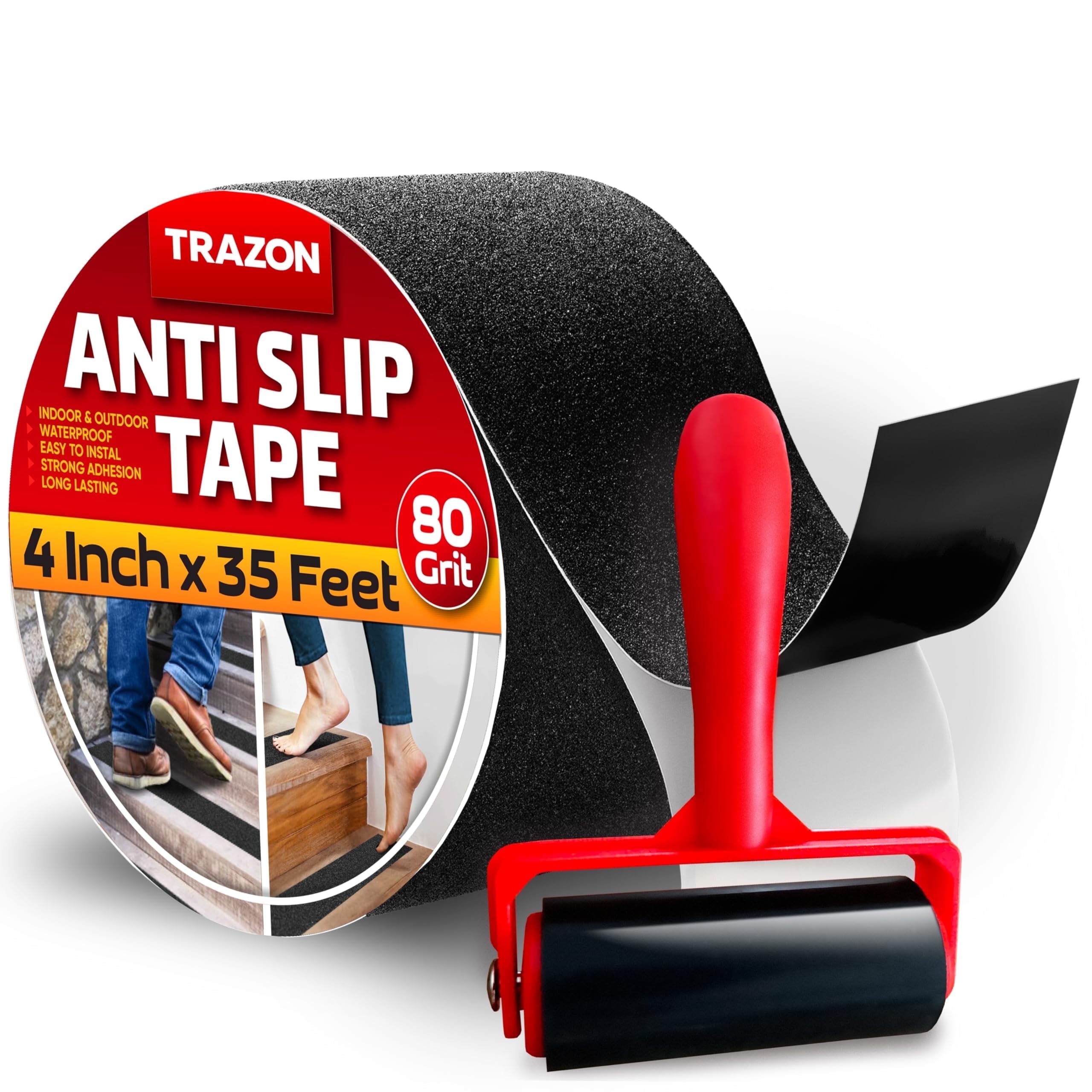 Trazon, Heavy Duty Anti Slip Tape, 4Inch x 35Ft, Black - Walmart.com