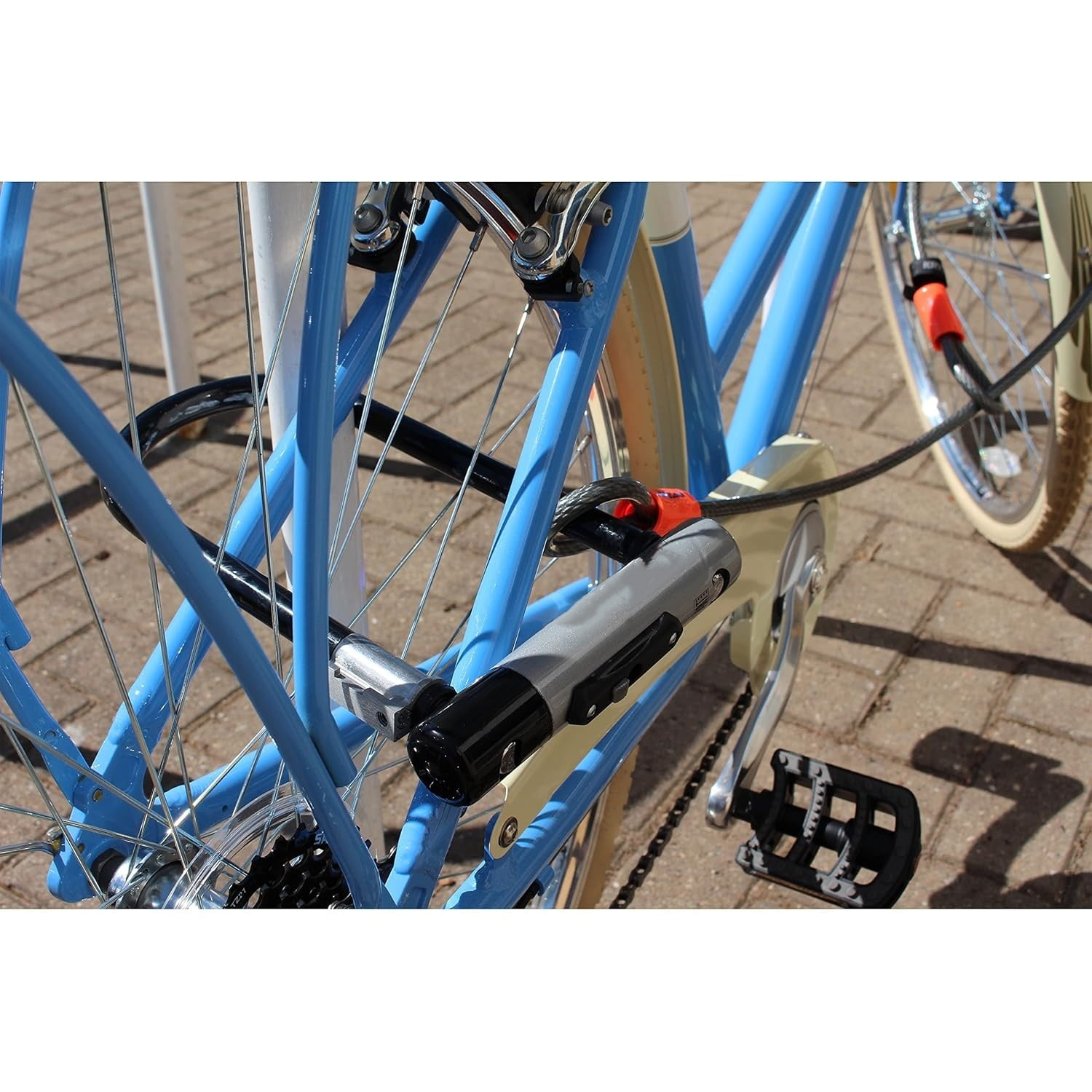 Heavy Duty Anti-Theft Bicycle U Lock, 12.7mm Shackle and 10mm x 4ft Length Security Cable with ...