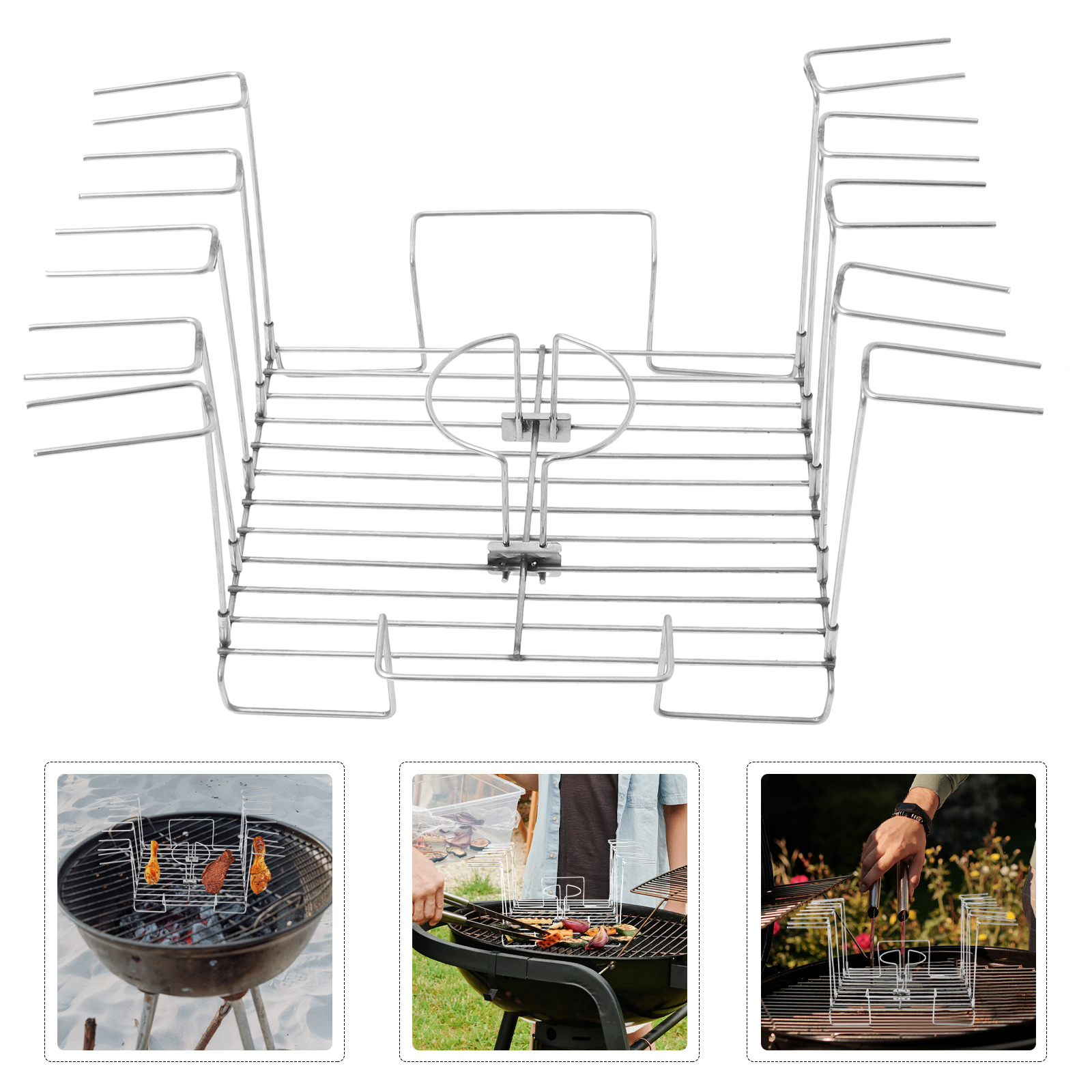 Heavy Duty BBQ Chicken Wing Rack - Vertical Grill Stand Holds 24 Wings ...