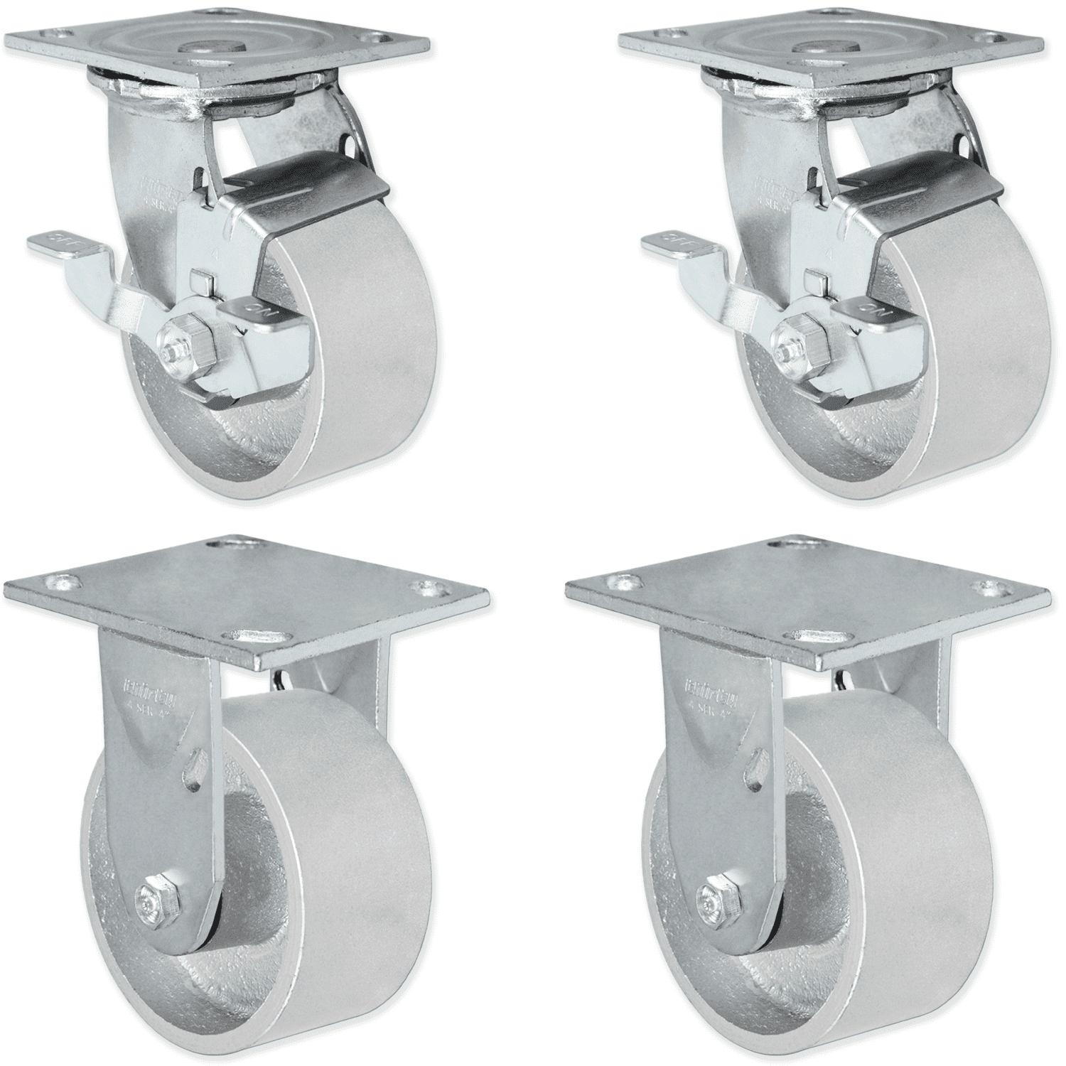 Heavy-Duty BBQ Pit Caster Set 4"x2" - 3600 lbs Capacity Steel Wheel Kit ...