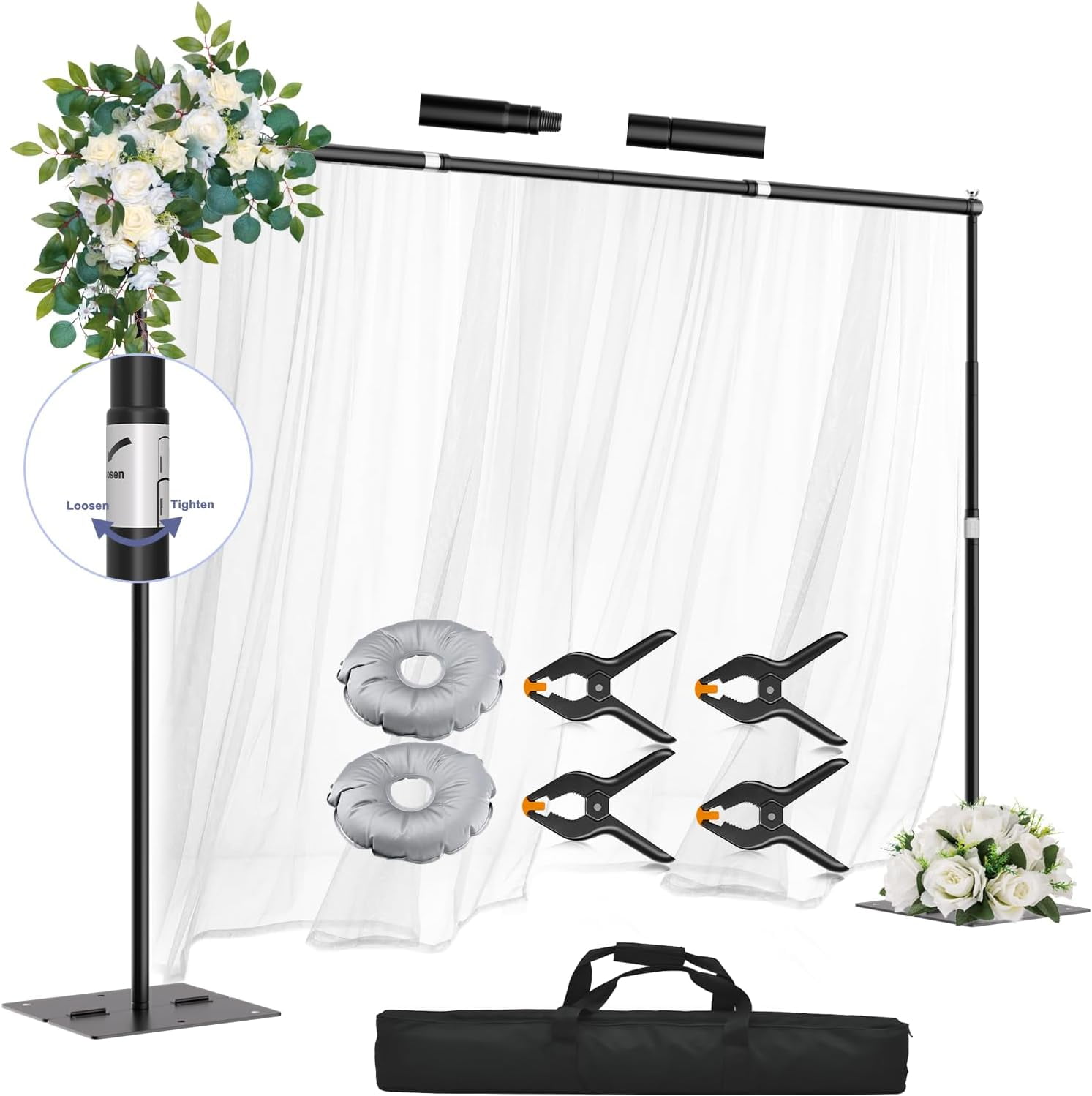 Heavy Duty Backdrop Stand, 10x10ft Adjustable Photo Background Support ...