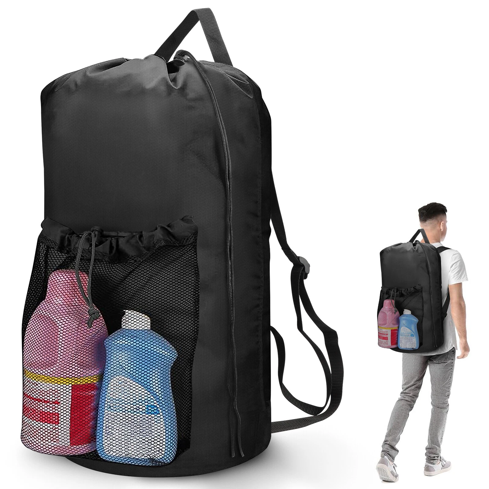 Heavy Duty Backpack Laundry Bag, Clothes Hamper with Shoulder Straps ...