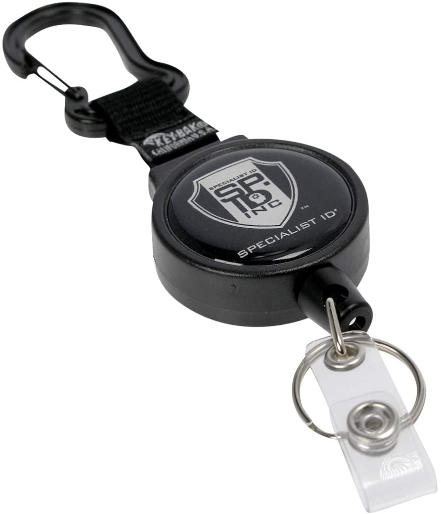 Heavy Duty Badge Reel with Badge Holder & Key Ring - Carabiner ...