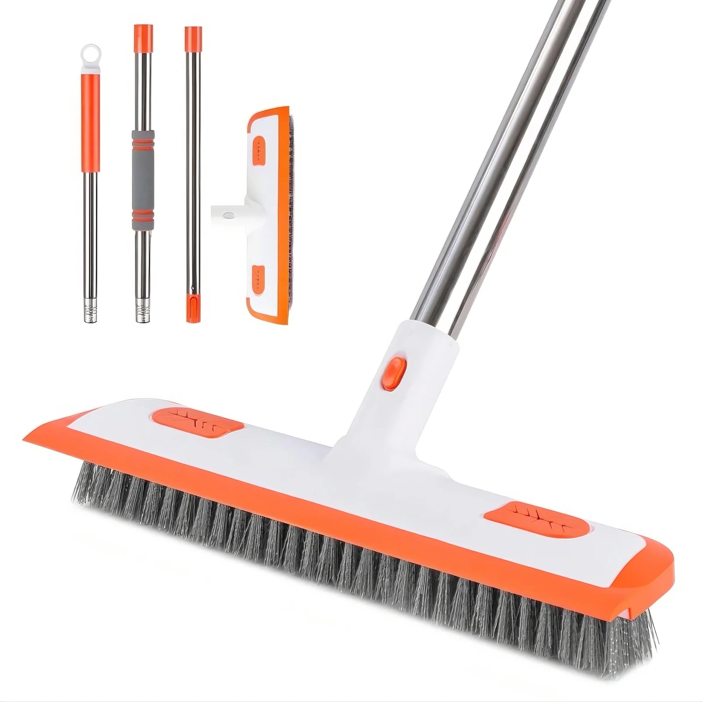 GGPG Floor Scrub Brush Telescopic Handle 2 in 1 Scrape Stiff Bristle ...
