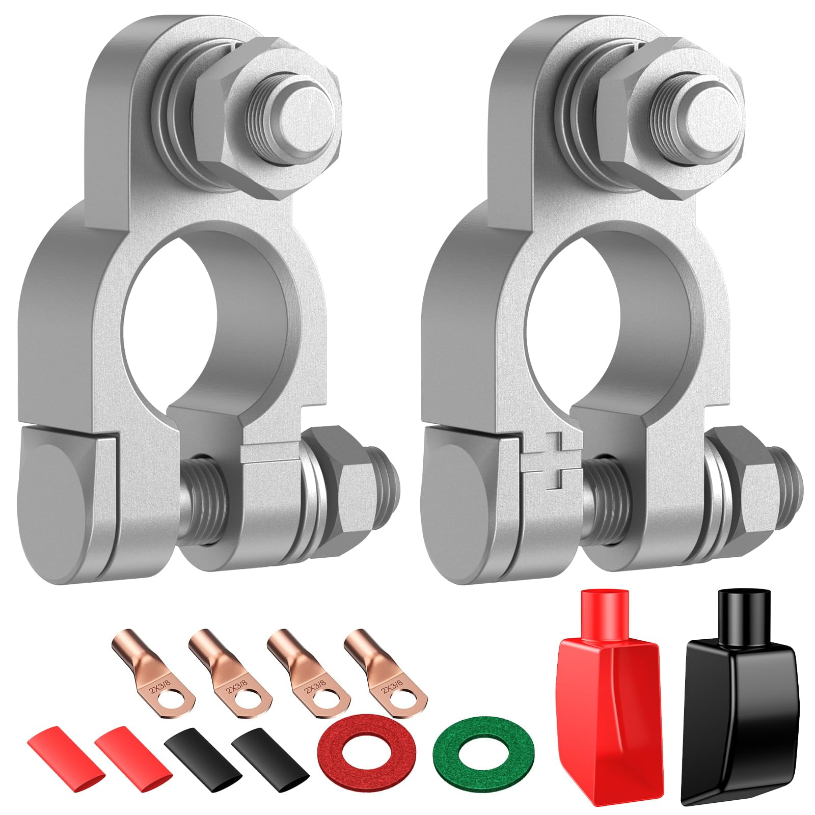 Heavy Duty Battery Terminal Connectors Kit, Positive & Negative Car and ...