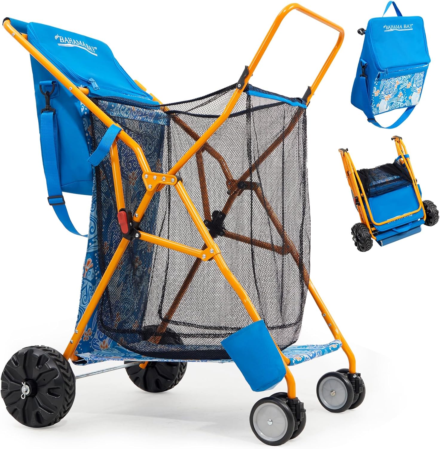 Heavy-Duty Beach Cart with 100 lbs Capacity - Foldable Beach Wagon with ...