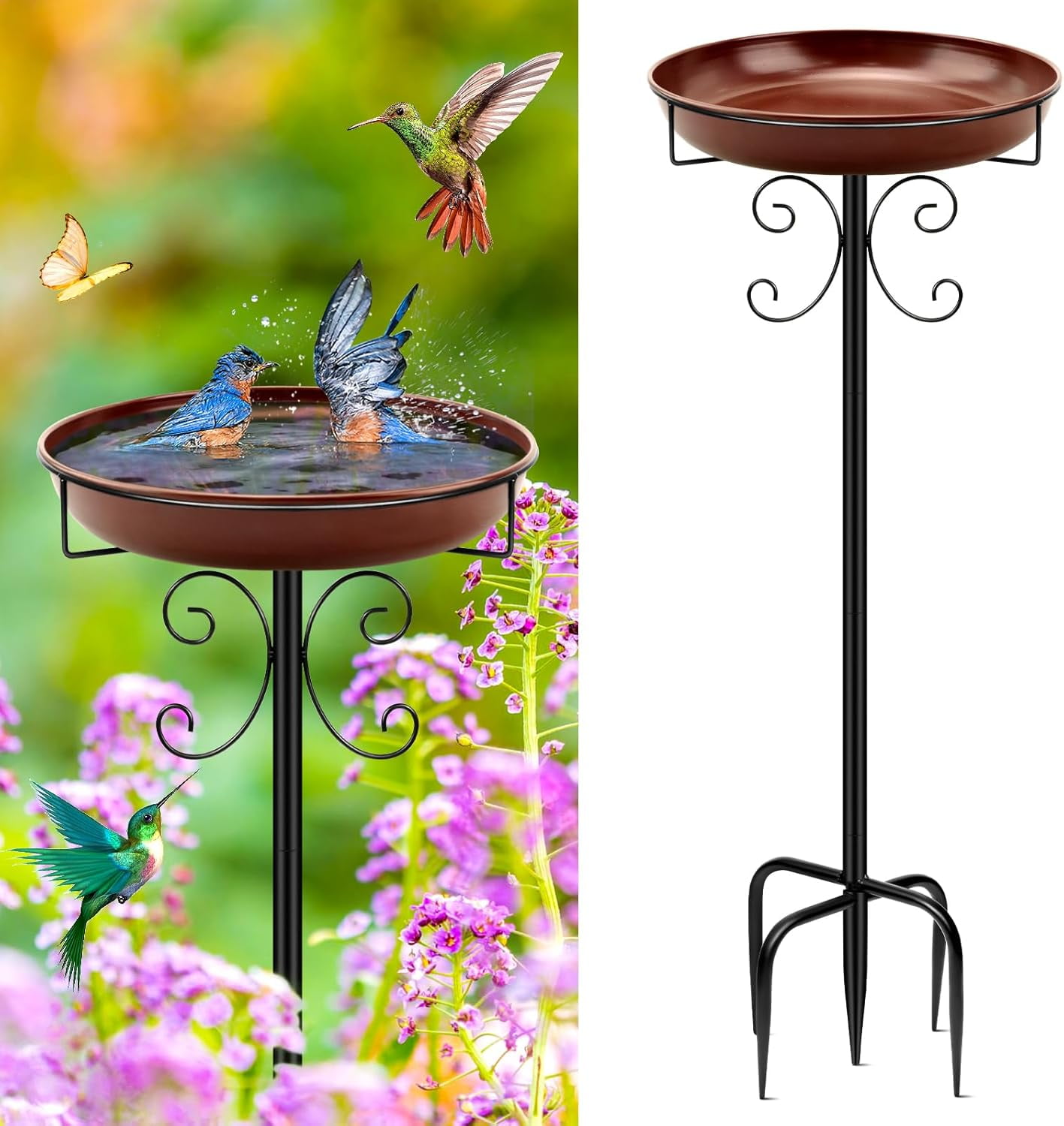 Heavy Duty Bird Baths for Outdoors, 35In Outdoor Freestanding Birdbaths ...