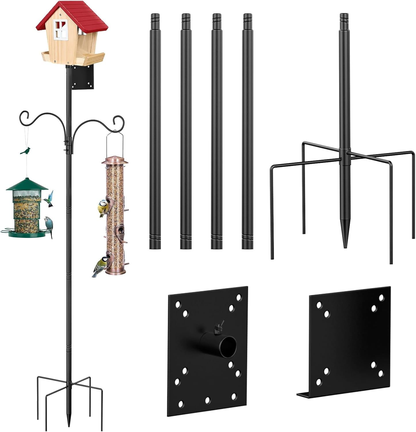 Heavy Duty Bird Feeder Pole Mount Kit,94 Inch Adjustable Hummingbird ...