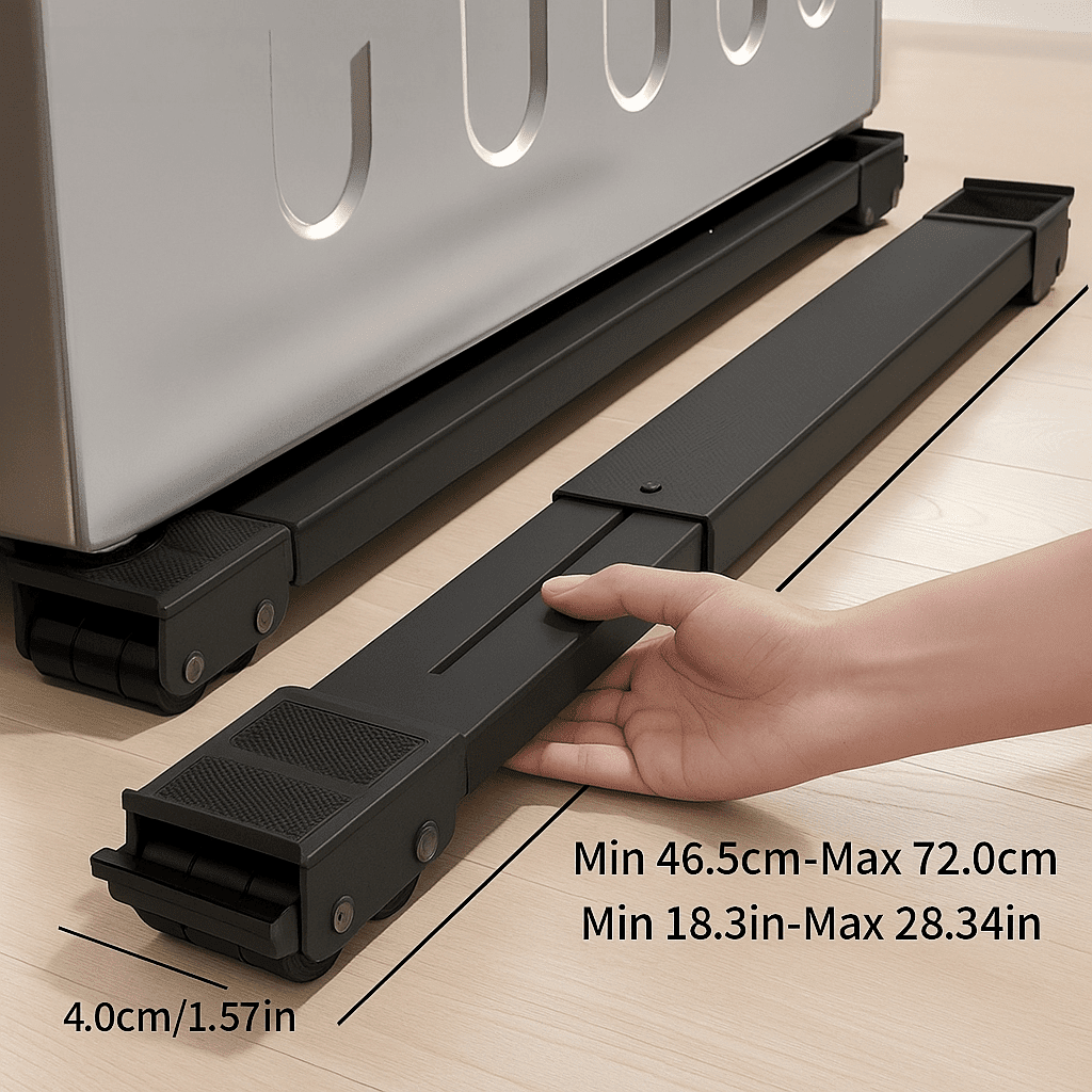 Heavy-Duty Black 16-Wheel Washing Machine Stand - Adjustable 27.56-45 ...