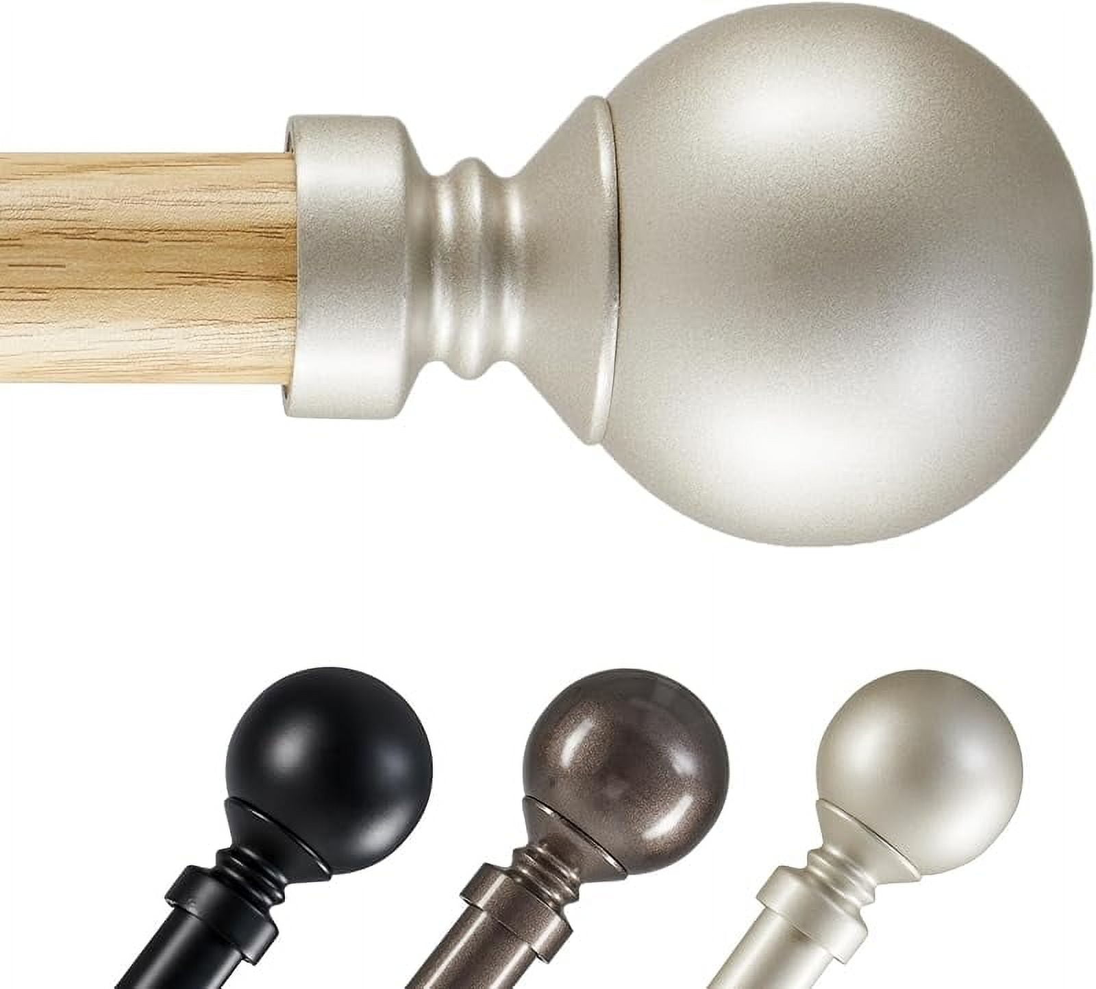 Heavy-Duty Black Curtain Rod, Adjustable 48-84 Inch Decorative Window ...